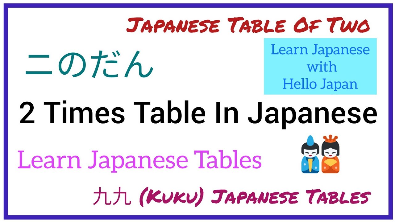 2 Times Table In Japanese | ニのだん (Ni No Dan) |九九 (Kuku) | Learn ...
