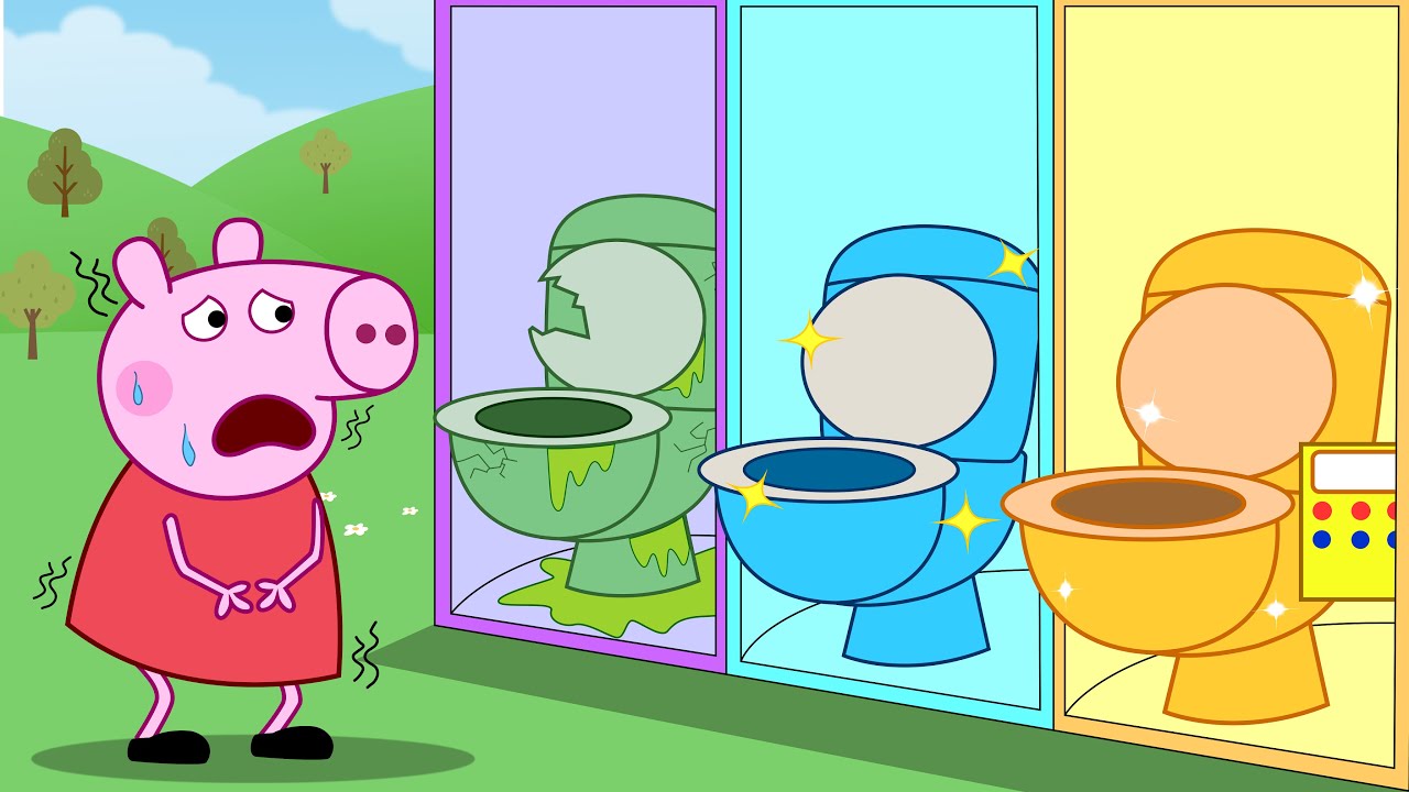 Peppa Pig Can't Use the Toilet Properly! | Peppa Pig Funny Animation ...