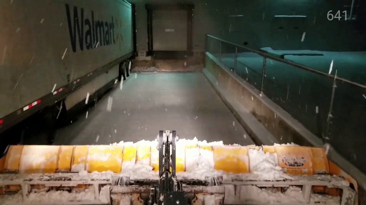 Snow Plowing Loading Dock John Deere 244k - YouTube