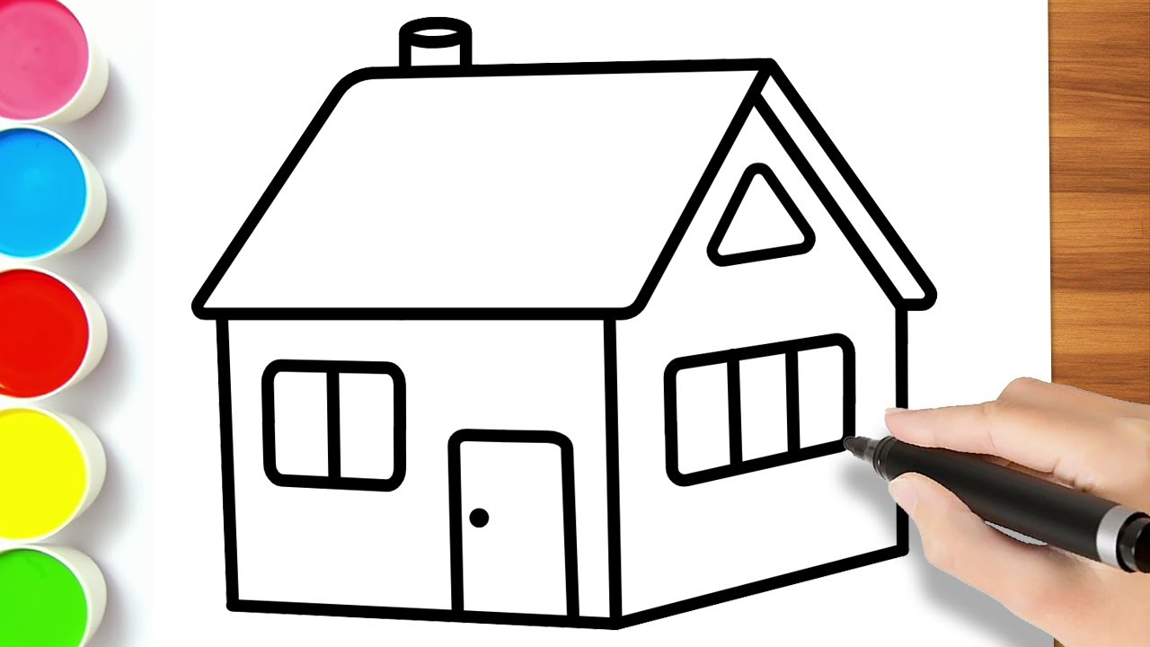 How to Draw a House - Easy House Drawing - Easy Drawings for Beginners ...