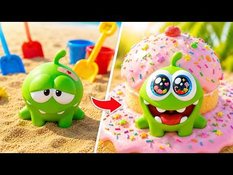 Om Nom ile Eğlenceli Oyunlar. Om Nom kumda meyveleri ve topları buluyor - Özel Bölüm