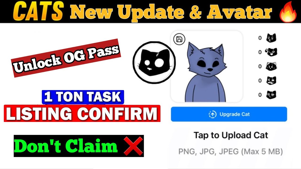 Cats Airdrop New Update|| Cats airdrop AI Avatar ||Cat OG Pass Task|| Cats All task Update - YouTube