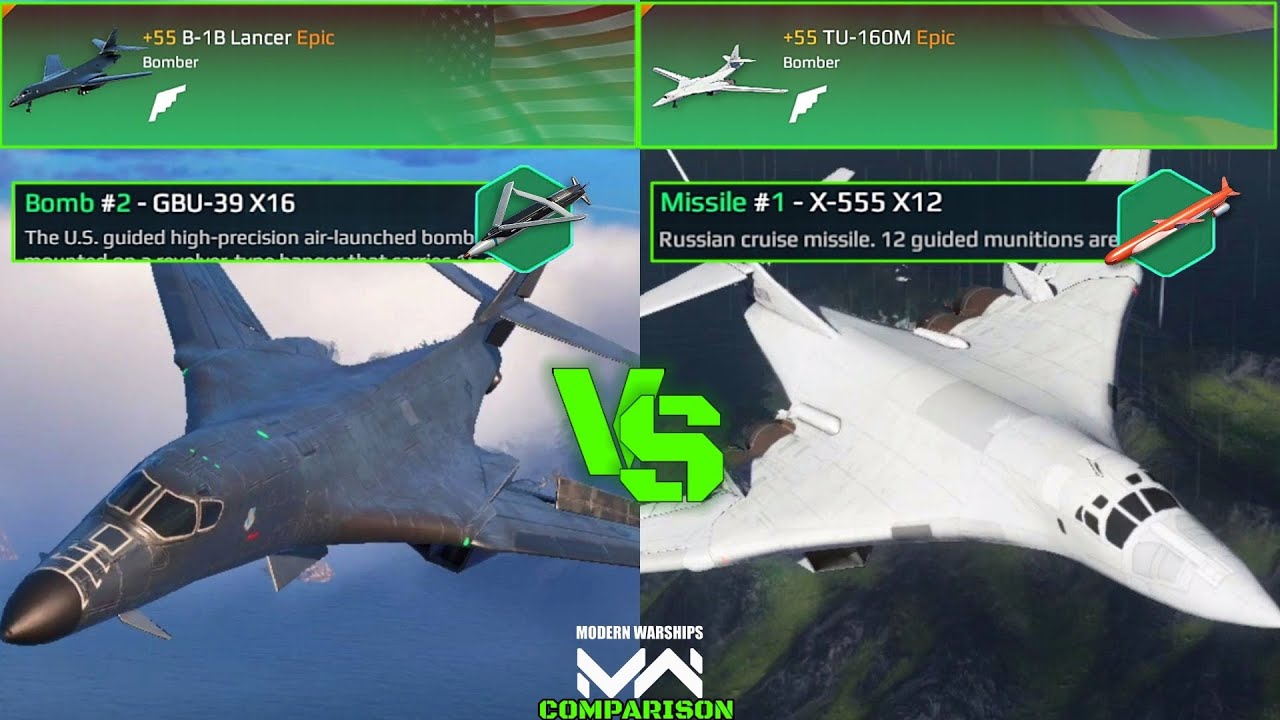 B-1B Lancer vs Tu-160M | Bomber Comparison | Modern Warships - YouTube