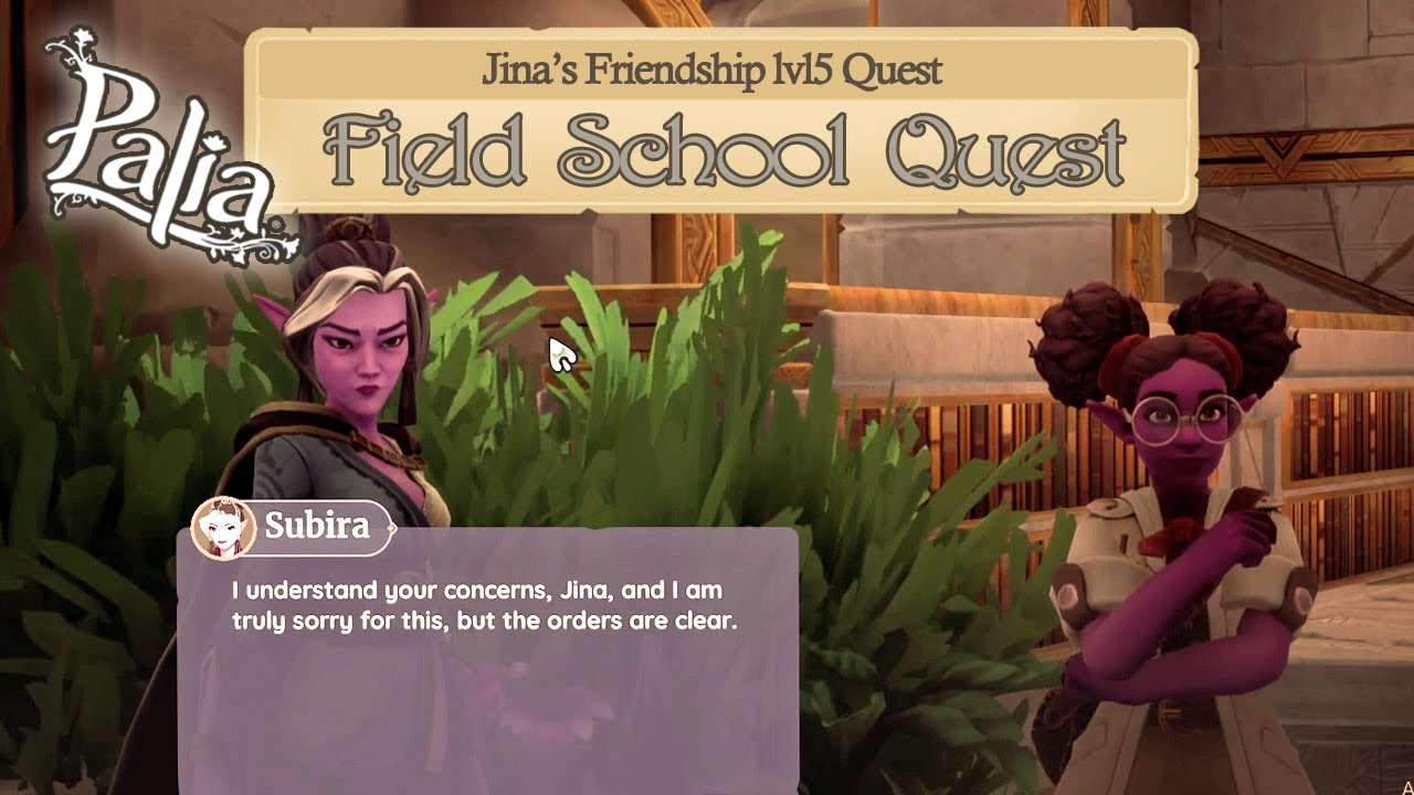 Jina Friendship lvl5 Quest, Field School, Palia - YouTube