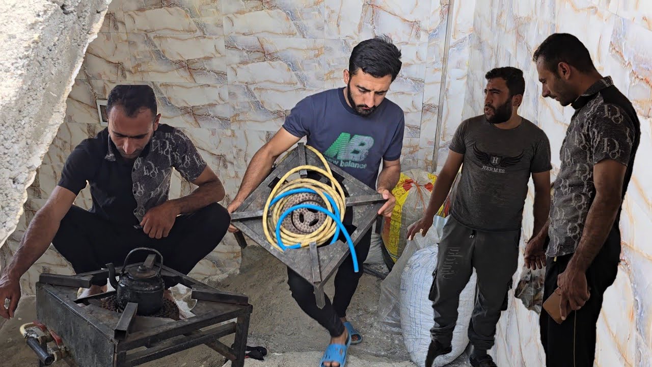 Gas piping for Sadik and bringing a gas stove to prepare food and tea ...