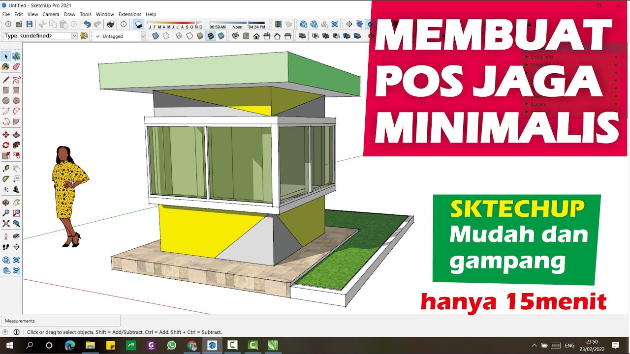 cara membuat pos satpam di sketchup - YouTube
