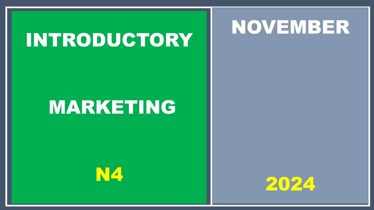 INTRODUCTORY MARKETING N4 NOVEMBER 2024 QUESTION 5 MARKET SEGMENTATION ...