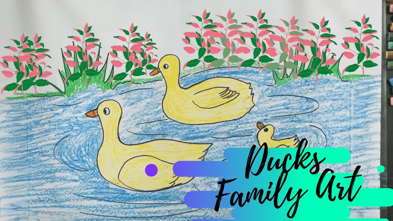 How to draw Swimming ducks with Scenario|Art Simple&Easy Swimming ducks ...