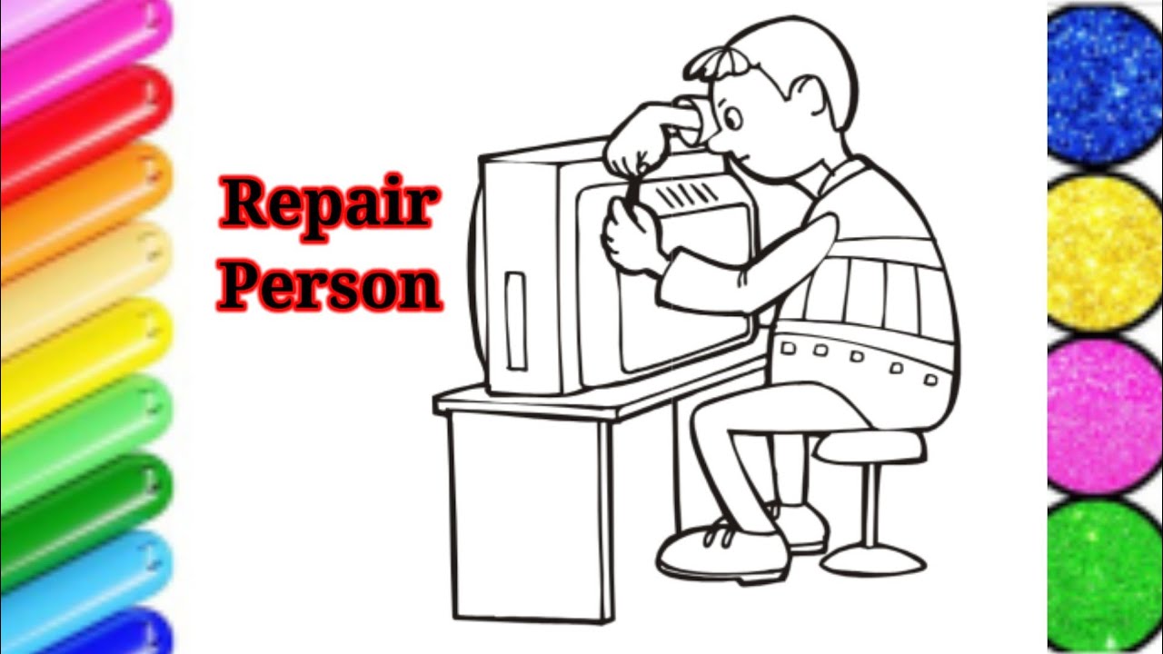 A Repair Person or mechanic Drawing & Coloring for kids | how to draw ...