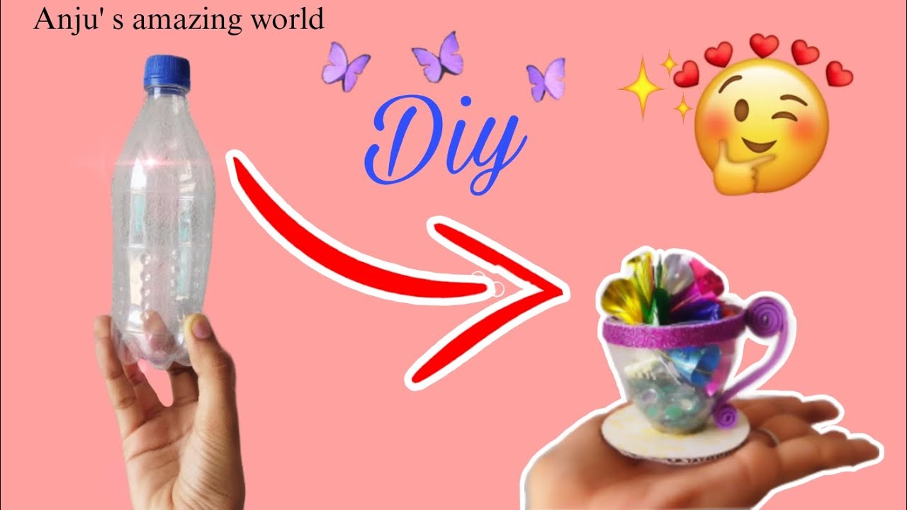 How to make beautiful cup from plastic bottle 😱। diy plastic bottle cup ...