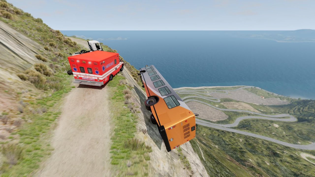 Cars vs. Cliff Drop Challenge: Epic Crashes and Extreme Falls in BeamNG ...