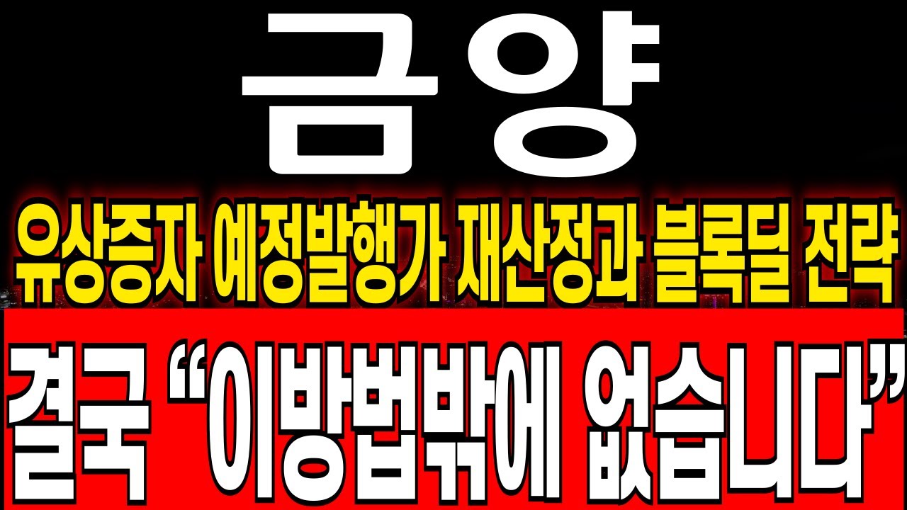 금양 주가 전망 류광지 회장의 큰그림 와 정말 이걸 몰랐네요 지금 성공을 위해서는 이방법밖에 없습니다 금양 주식 분석