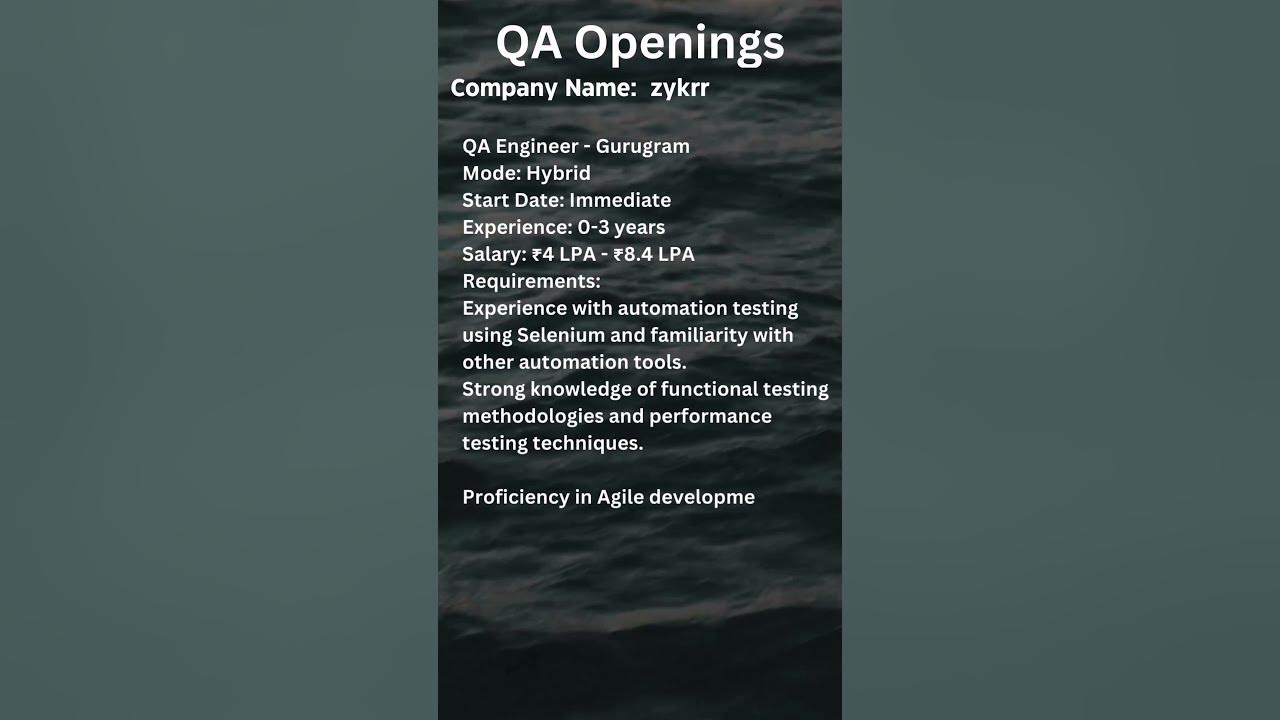 Qa Job Opening For Manual Testing Manualtesting Selenium Viral Automation Qa Yt Ytshorts