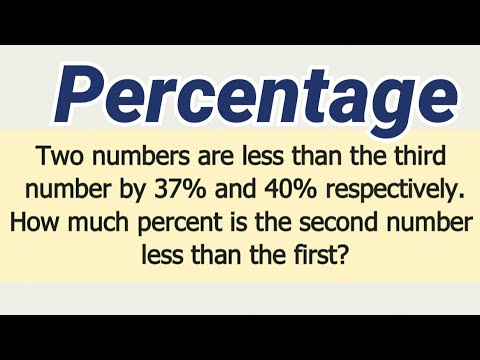 PERCENTAGE: Two numbers are less than the third number by 37% and 40% ...