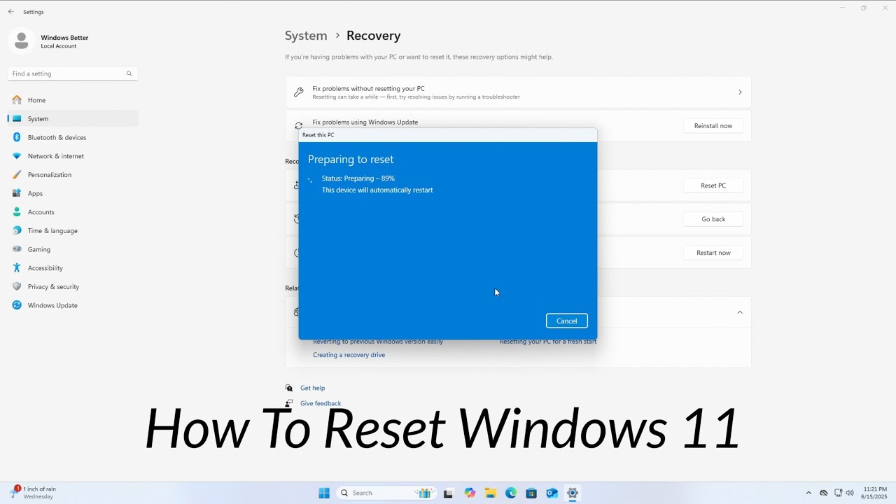 How to Reset Windows 11 PC without Loosing Data - YouTube