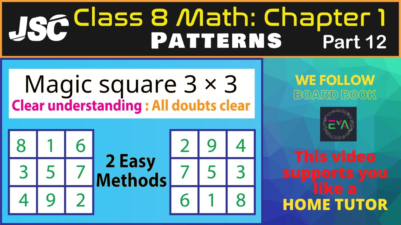 Magic square 3 × 3 | 3 by 3 magic square | JSC math | Class 8 Math ...