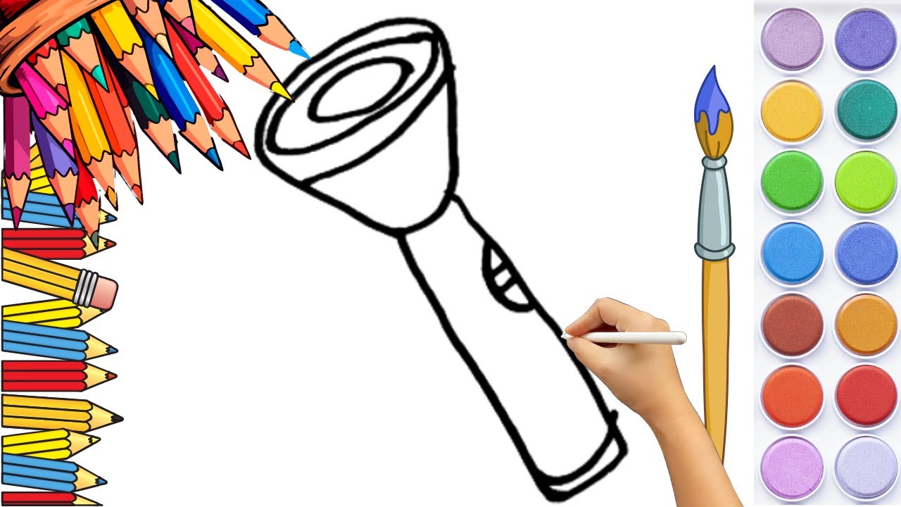 How To Draw cute Torch Light Drawing, Painting & Coloring For Kids and ...
