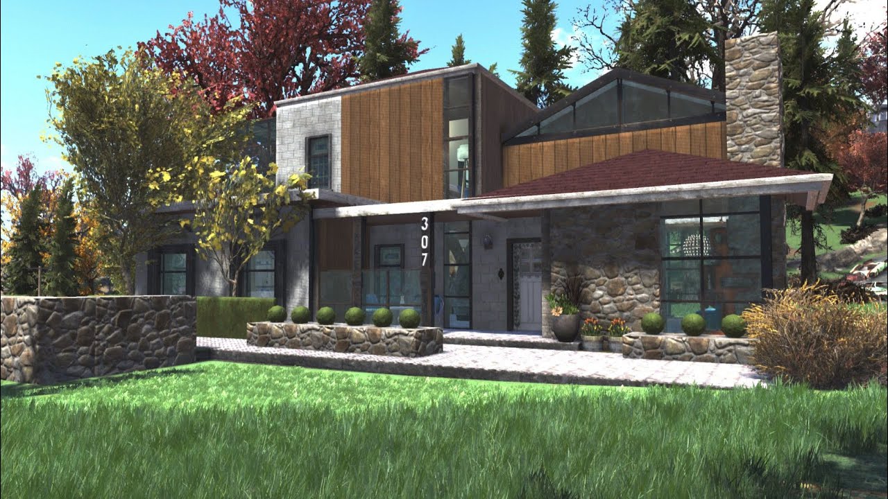 Fallout 76: 70s directors whitesprings modern home - YouTube