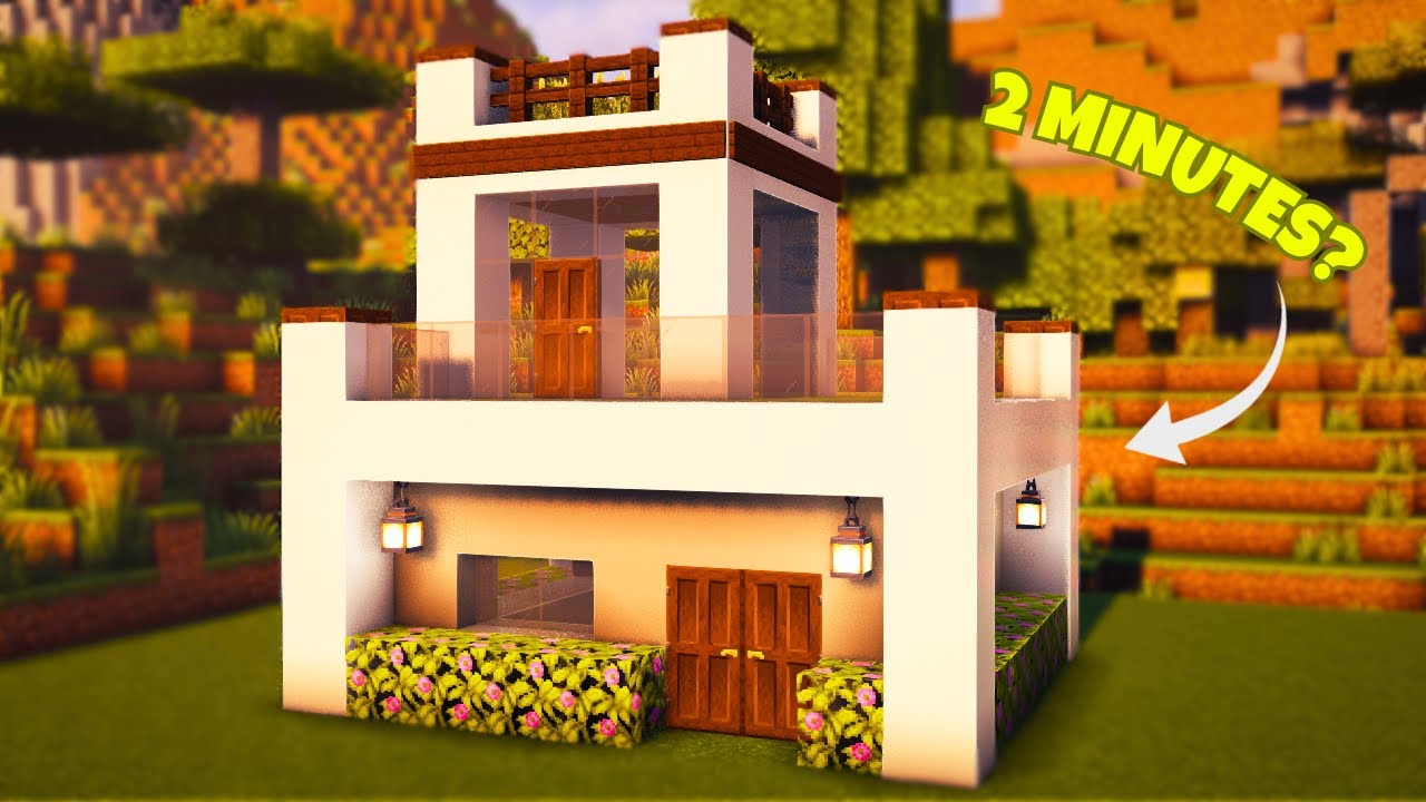 🛠️ 2-Minute Modern House for NOOBS 🏠 | Easy Minecraft Build - YouTube