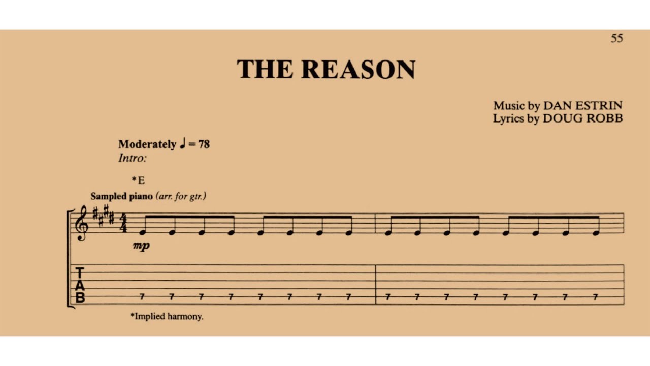 The Reason - Hoobastank | Guitar Lesson With Tab | Guitar Songbook ...
