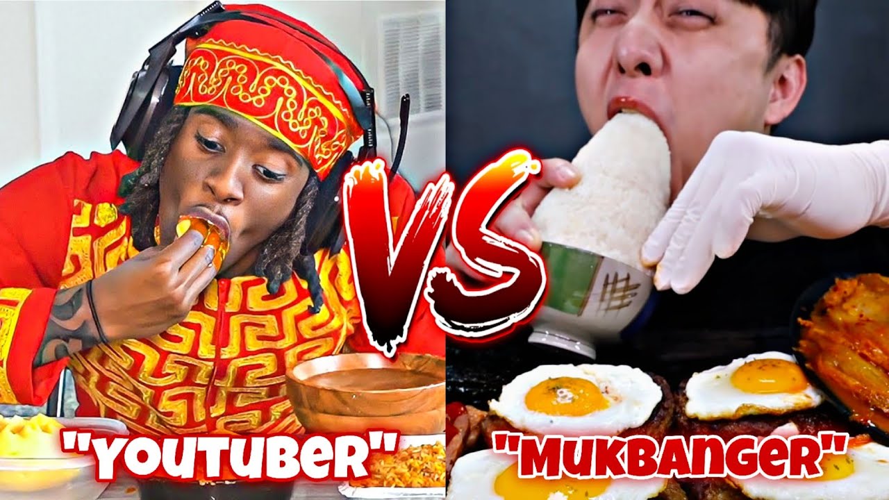 FAMOUS YOUTUBERS TRY MUKBANG VS REAL MUKBANGERS! 🤯😱🙀 - YouTube