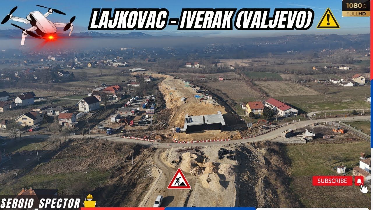 Nastavak radova na brzoj saobraćajnici Lajkovac - Iverak- Valjevo, dron ...