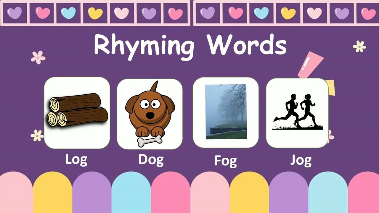 Learning rhyming words of different family Od, og, op, ob, ox ...