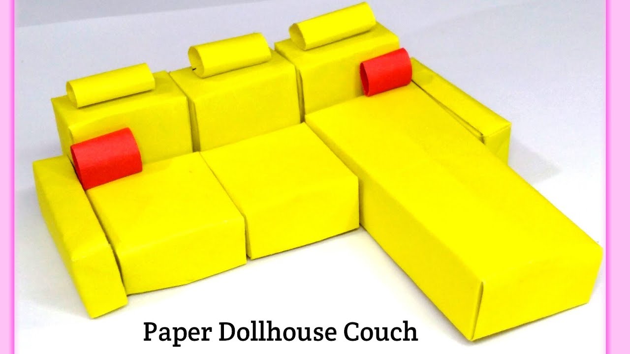 Easy making paper couch | Origami dollhouse couch | Diy Mini Paper Sofa ...