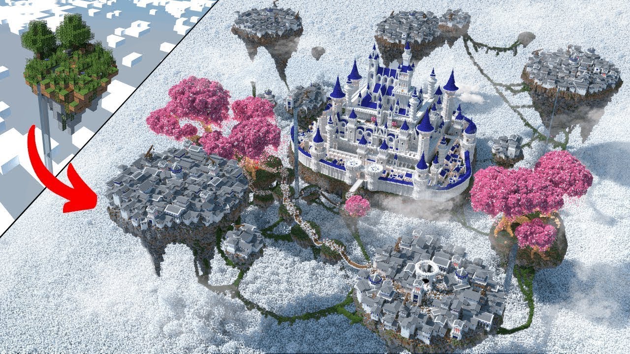 100 Hours Minecraft Timelapse Sky Kingdom | Mega Base - YouTube