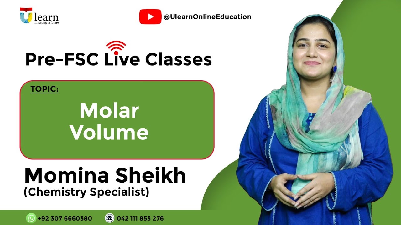 Molar Volume |FSc part 1chemistry live lecture with Ulearn | - YouTube