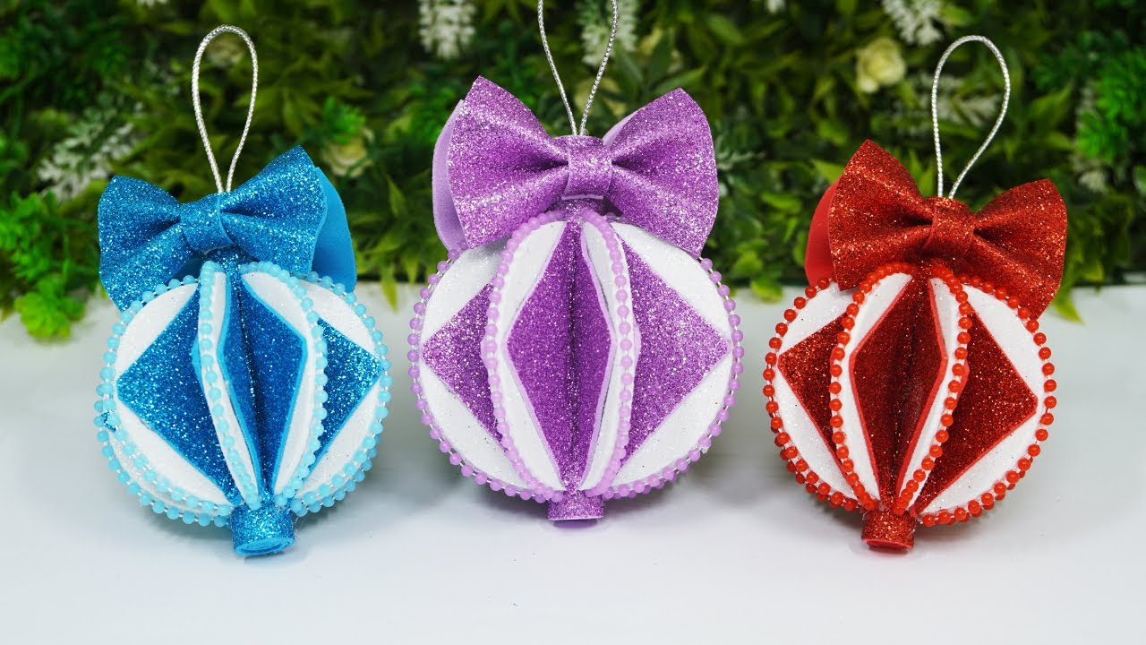 DIY Ball Christmas Ornaments with Glitter Eva 🎄 Christmas Tree ...