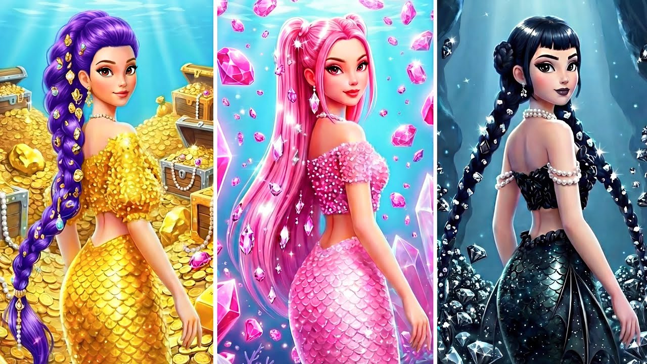 PINK vs GOTH vs GOLD Mermaid Huntrix Gorgeous Mermaid Makeover | KPop ...