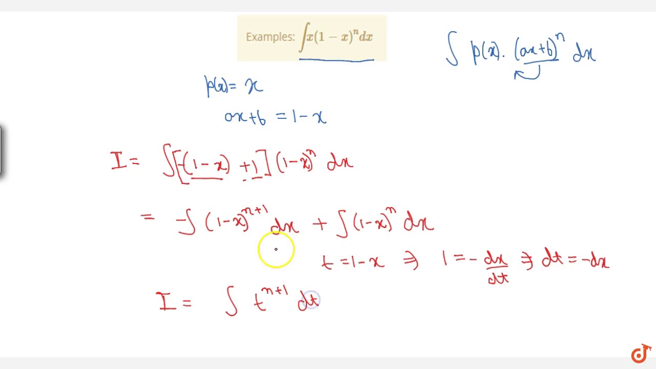 Examples: `intx(1-x)^n dx` - YouTube