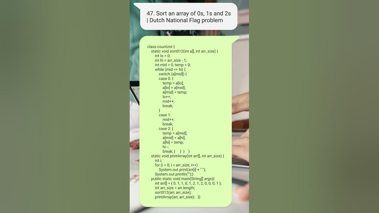 Sort An Array Of 0s 1s And 2s In Java Java Shorts Youtube