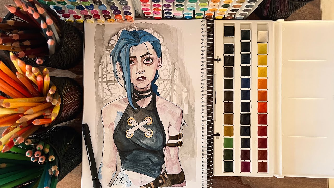 How to Draw Jinx from Arcane | Watercolor Painting Tutorial 🎨 - YouTube