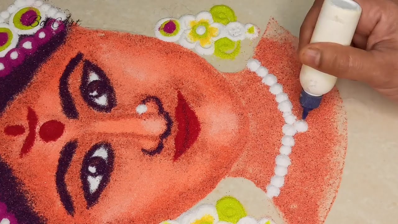 Navratri rangoli easy | Durgashtami Rangoli | Durga mata rangoli | maa ...