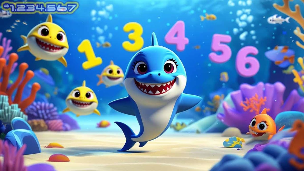 Baby Shark Learns to Count from 1 to 10 | Numbers Song | Nursery Rhymes ...