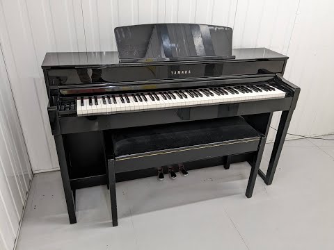 Yamaha Clavinova CLP-545 digital piano and stool in glossy black polished ebony stock number 23502