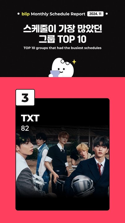 [📝] #블립 스케줄 리포트 11월호 | 스케줄이 가장 많았던 그룹 TOP 10 |#blip #kpop #short #NCT #tripleS #TXT - YouTube