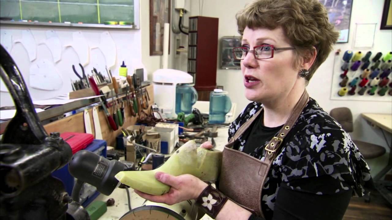 Bootmaker Lisa Sorrell shows how she makes vamps - YouTube
