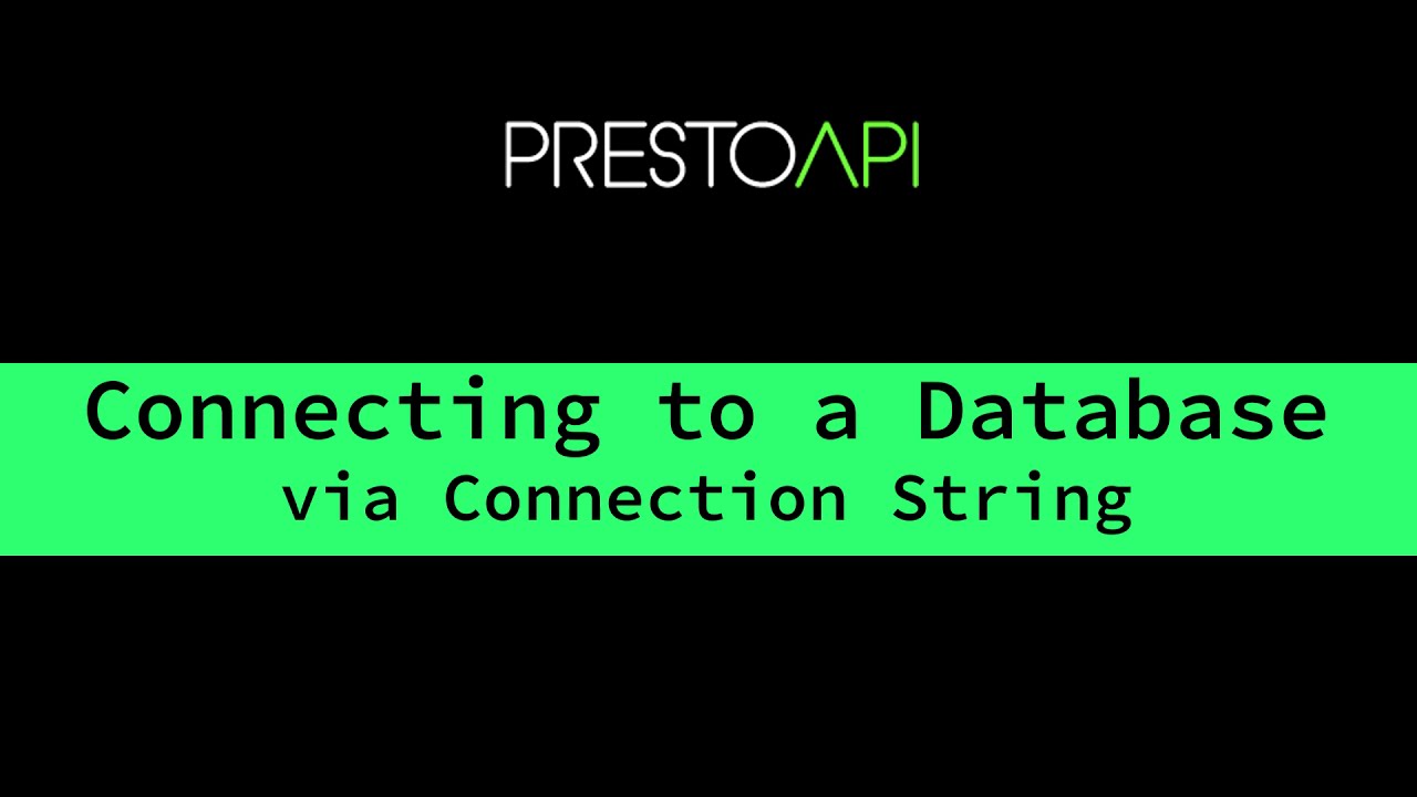 Connecting to a Database (via Connection String) - YouTube