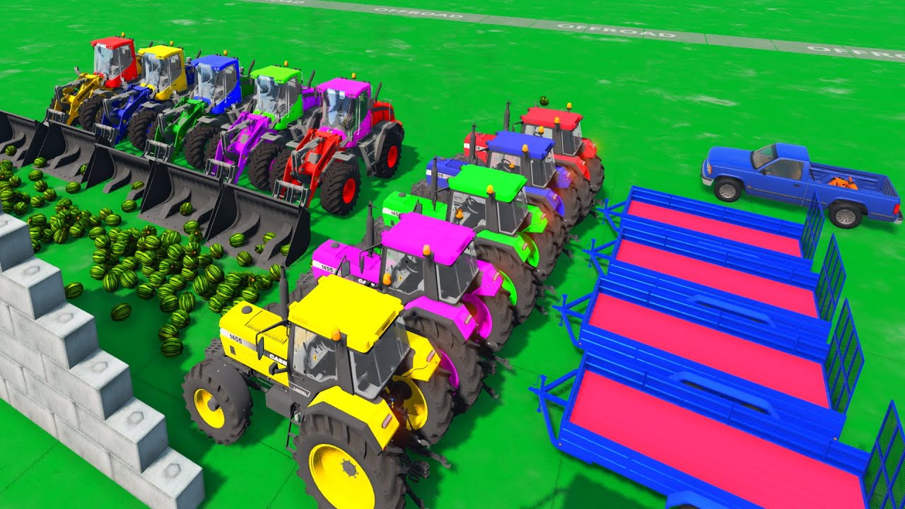 Loading and Transporting Water Melons on Tractor with Front loader - #1 ...