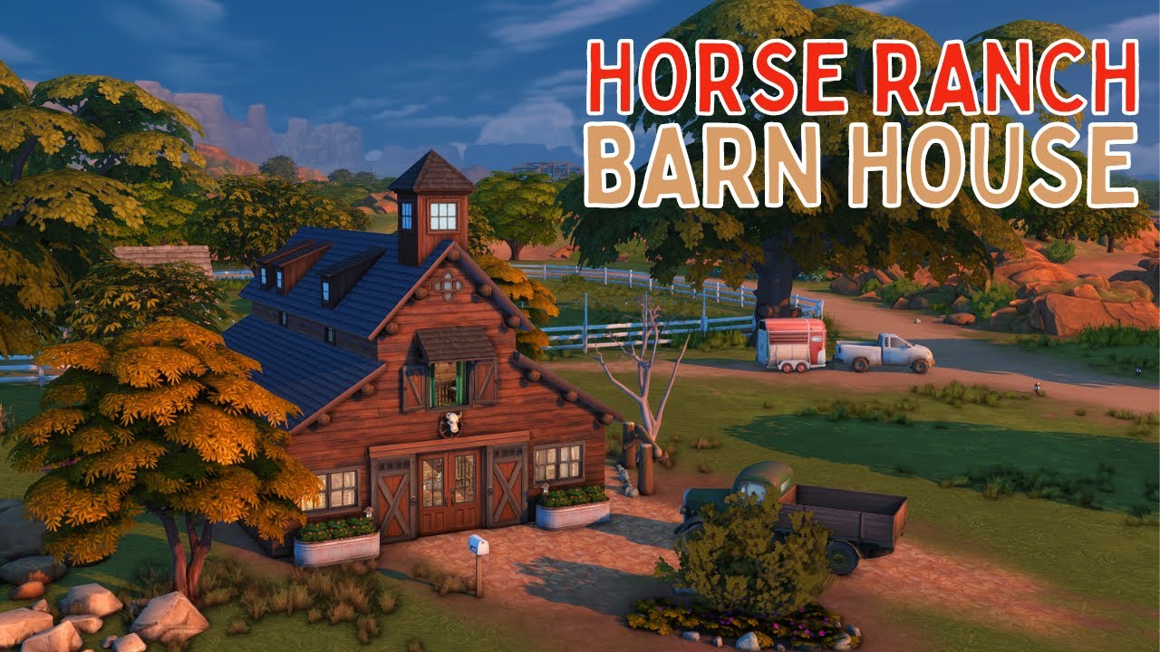 Horse Ranch + Base Game Barn 🐴 || Sims 4 Speed Build || No CC - YouTube