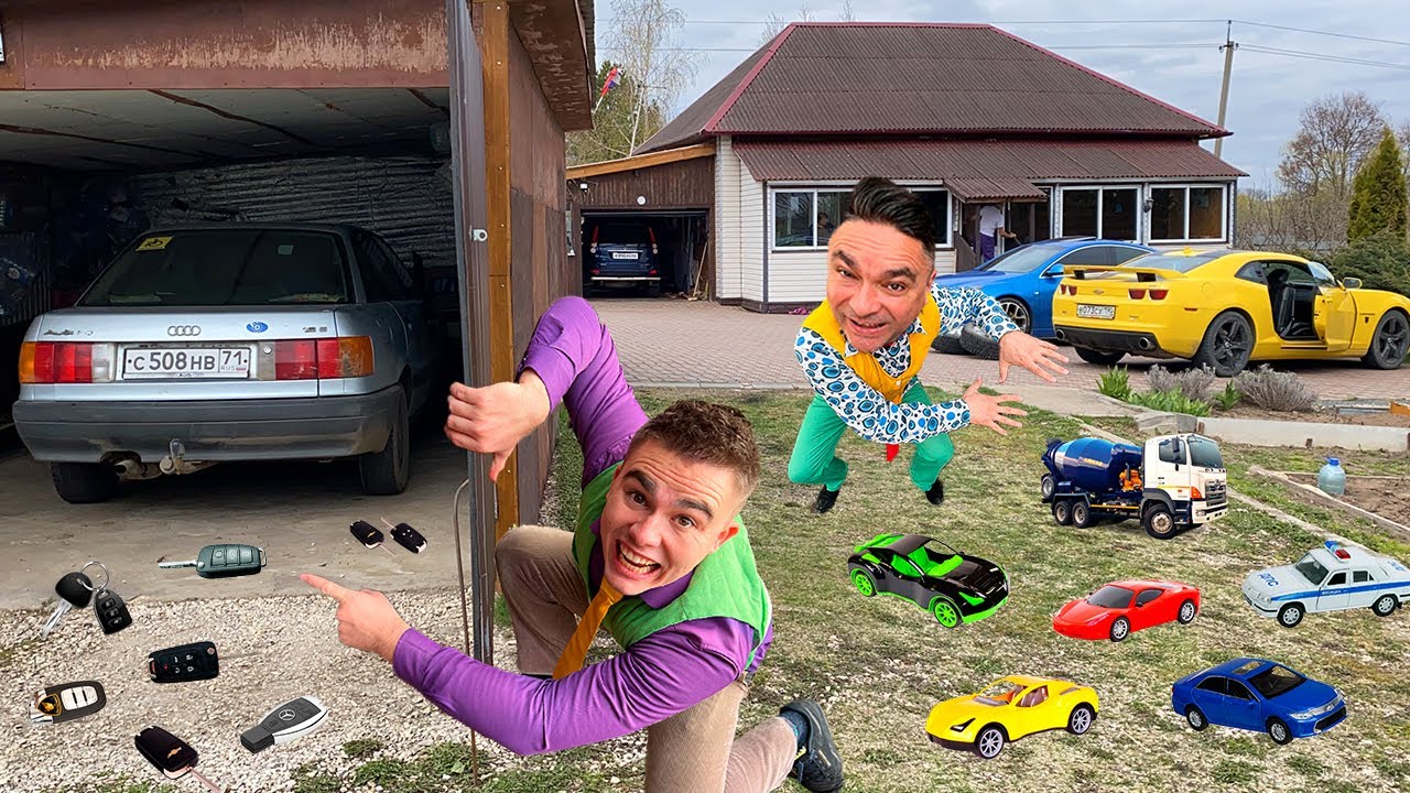 Toy Cars in Audi 100 VS Friends Playing Cars VS Camaro Kids Video - YouTube