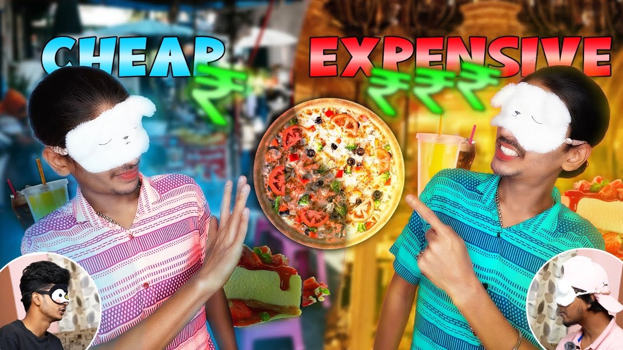UNKNOWNS: BLINDFOLDED CHEAP V/S EXPENSIVE FOODS CHALLENGE! - YouTube