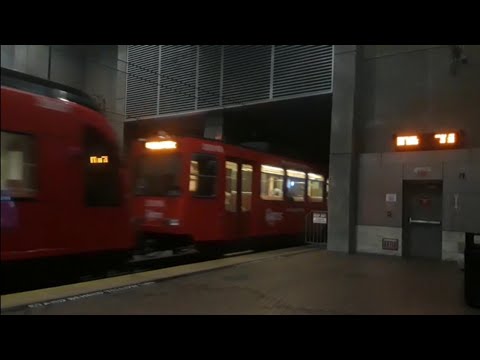 San Diego Trolley SD100 2019 Departing at SDSU TC - YouTube