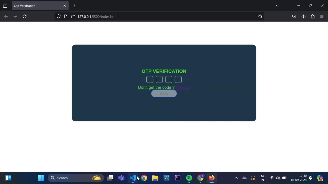 Otp Verification By Using Html Css Javascript Webdevelopment