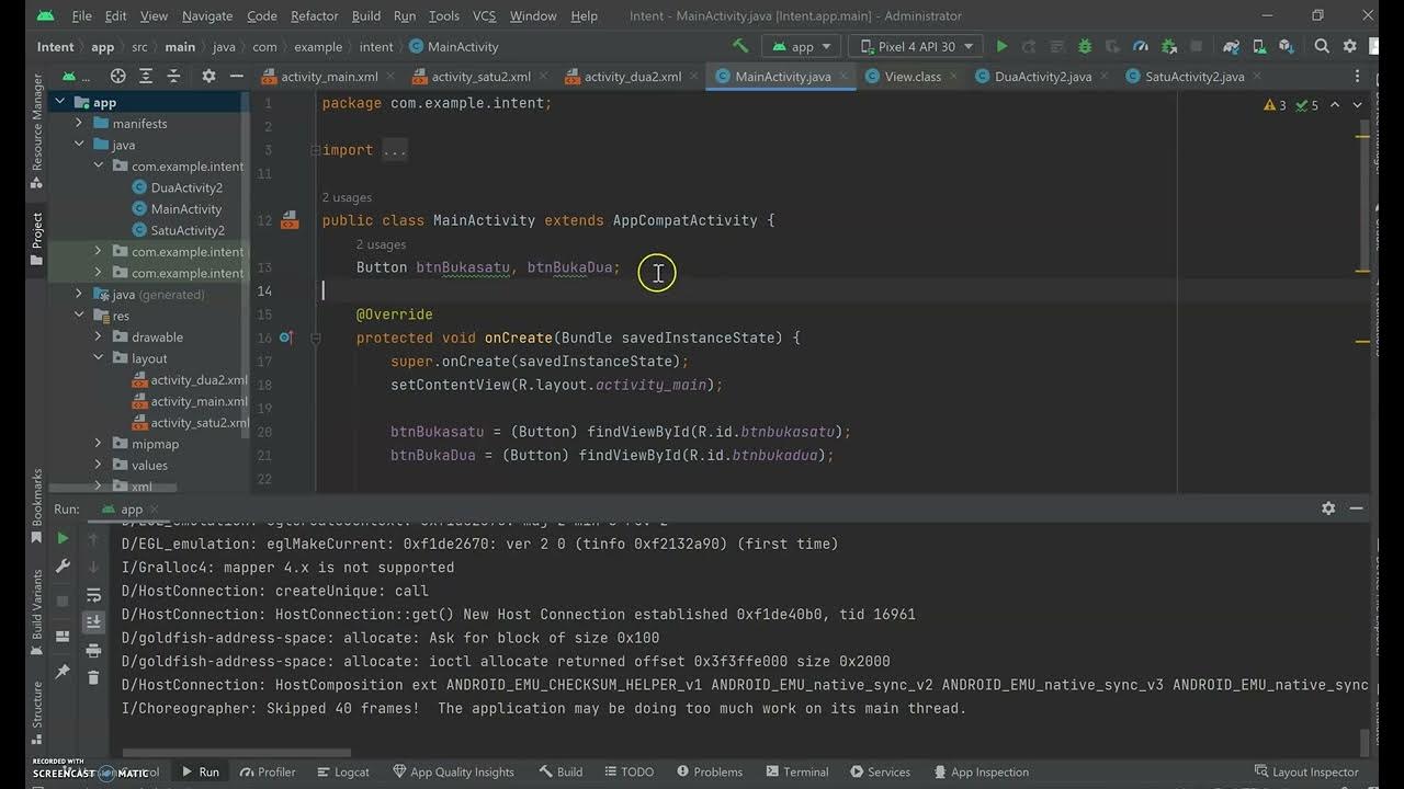 INTENT Cara Pindah Activity Android Studio - YouTube