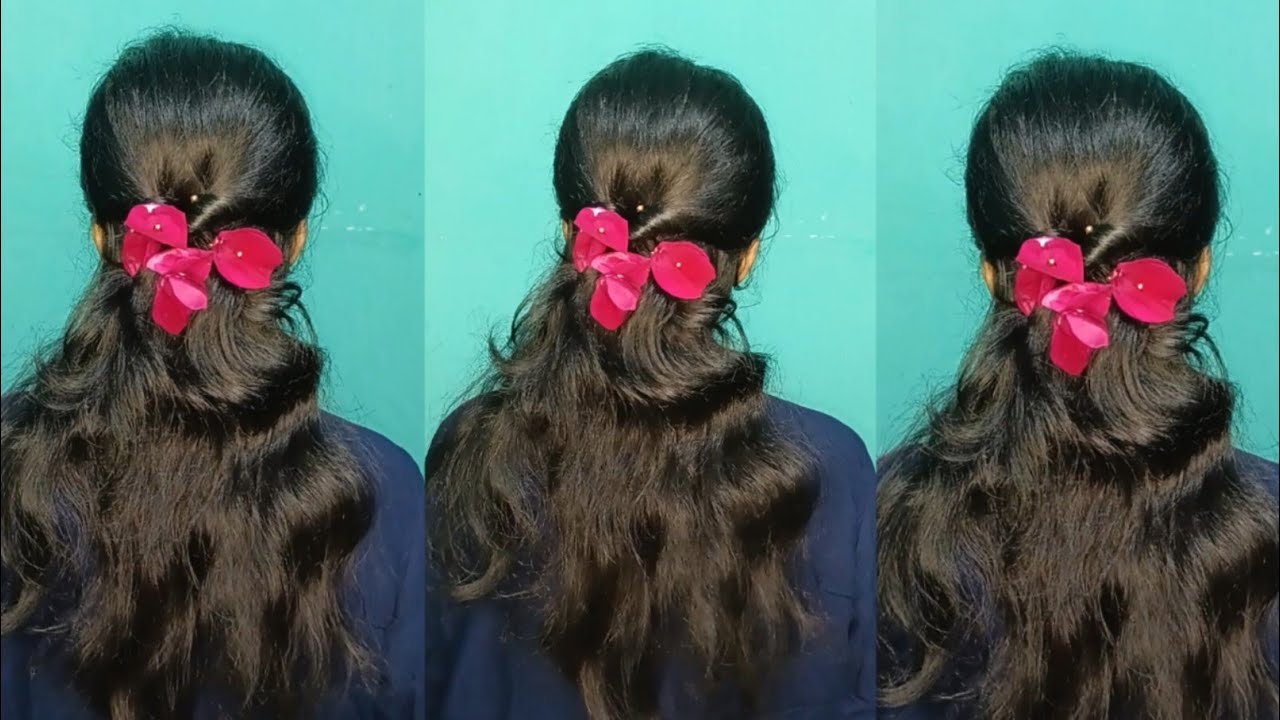 Messy Bun With Gajra / Bengali Khopa With Flower / How To Make Khopa ...