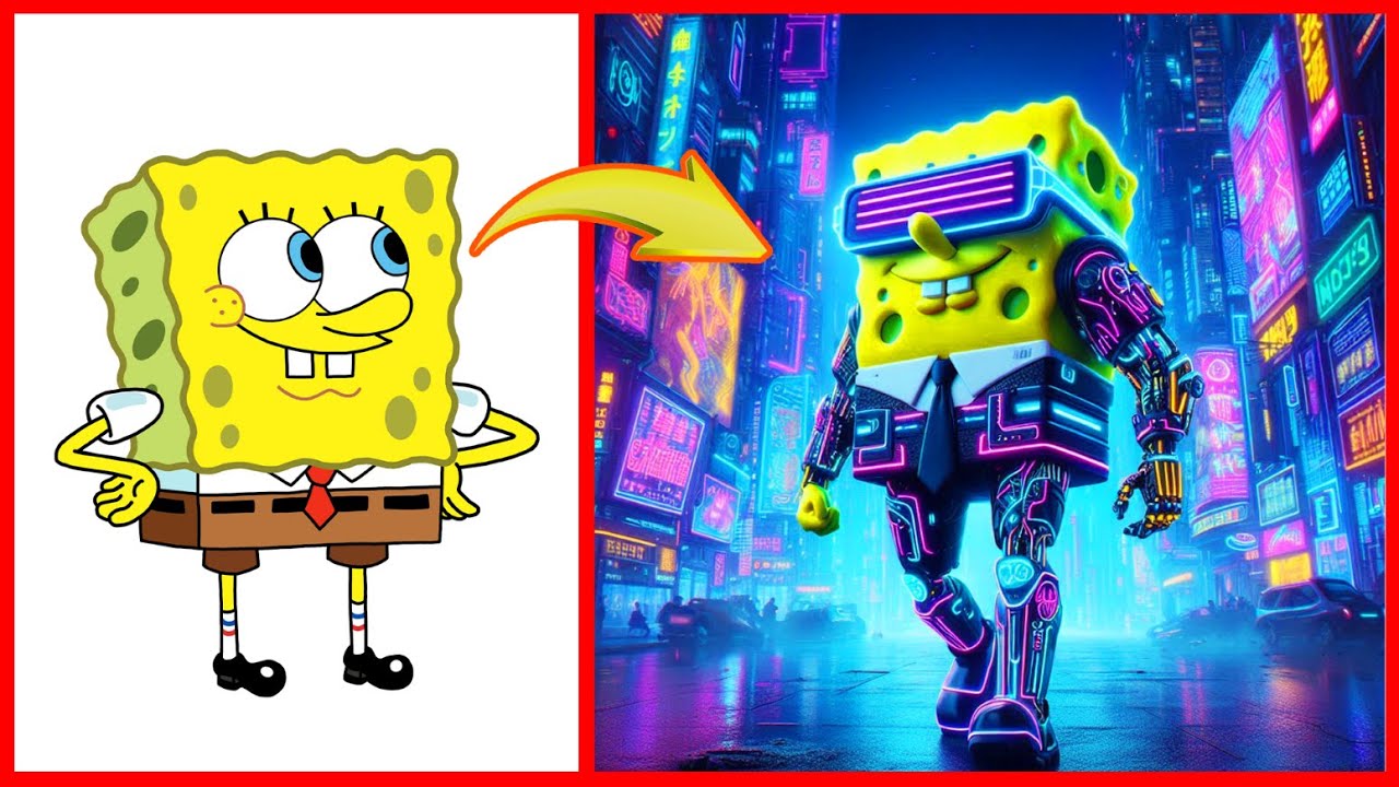 SpongeBob SquarePants as Cyberpunk😮 - All Characters - YouTube